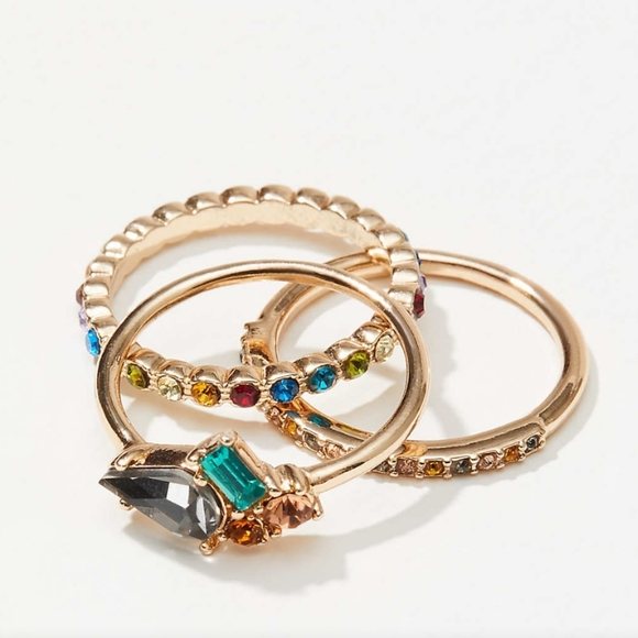 LOFT | Jewelry | Loft Rainbow Stacked Ring Set | Poshmark